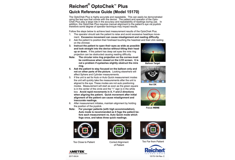 OptoChek® Plus - Auto Refractor + Keratometer
