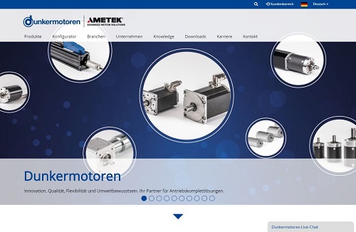 Dunkermotoren's website shines in new splendor